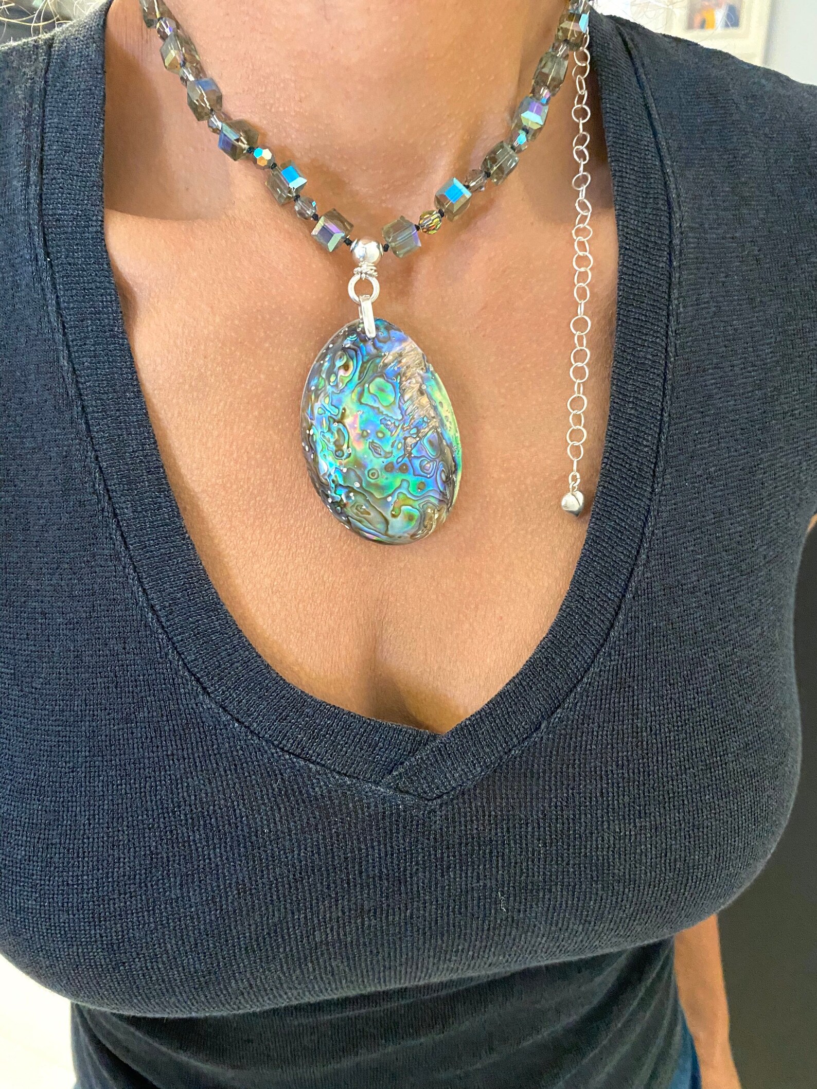 Abalone Necklace Set. Sterling Silver - Etsy