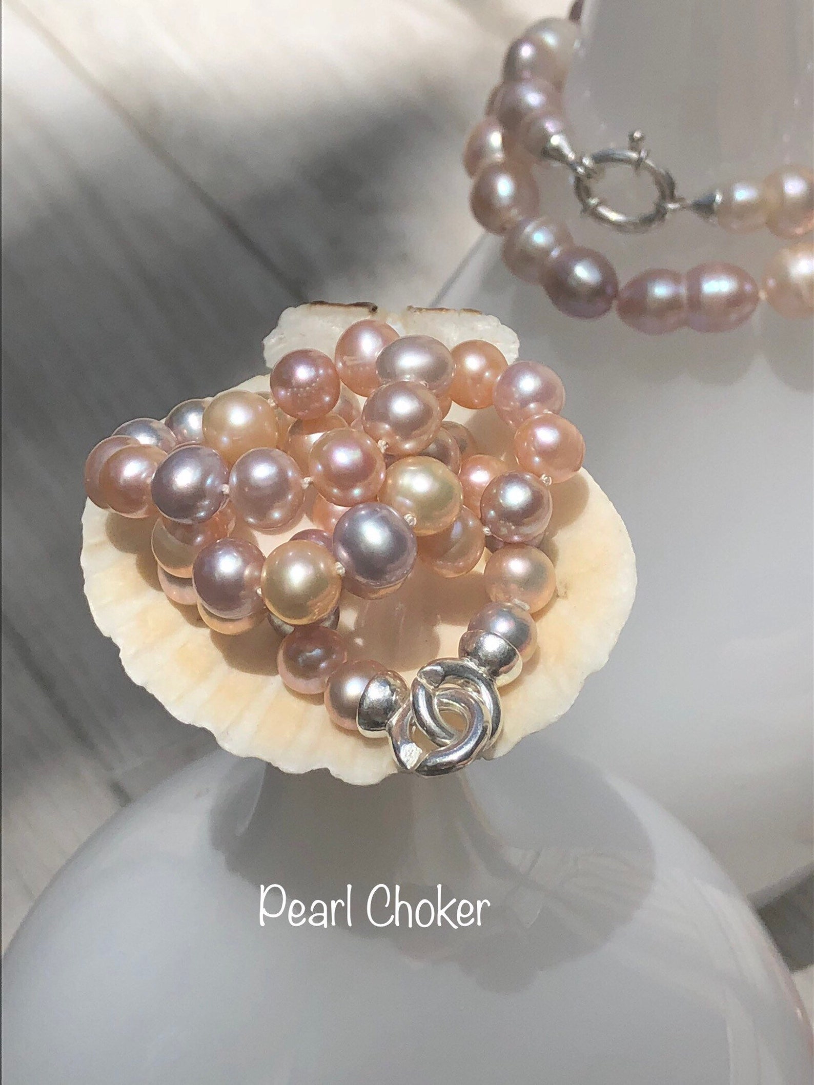 Fresh Water Twin-pearls Necklace Set. Handmade. Sterling - Etsy