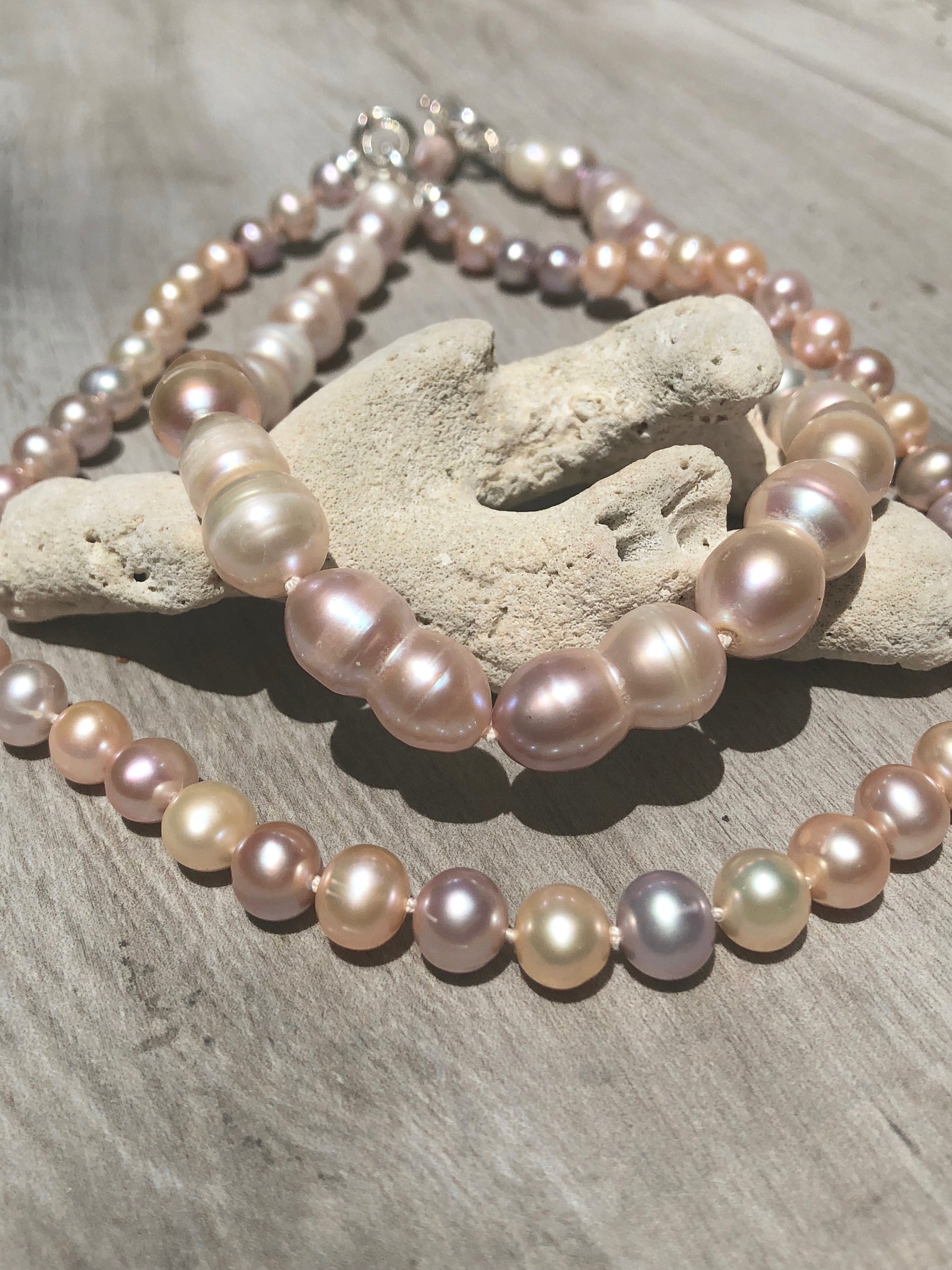 Fresh Water Twin-pearls Necklace Set. Handmade. Sterling - Etsy