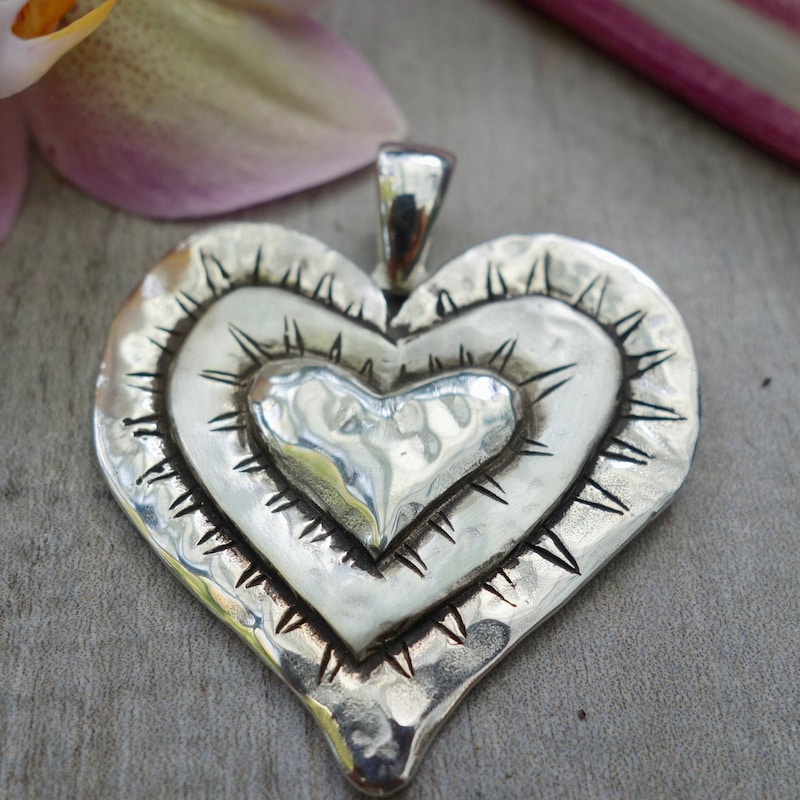 Triple Heart Pendant - Etsy