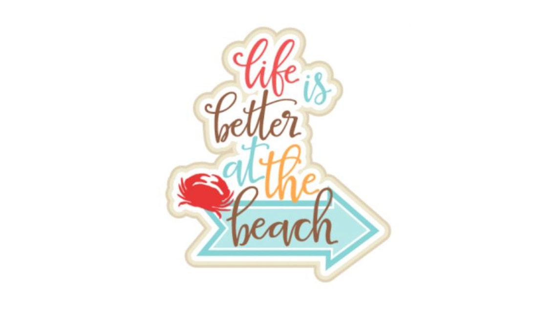 Beach Die Cut, Beach Title, Vacation Die Cut, Beach Scrapbook, Premade ...
