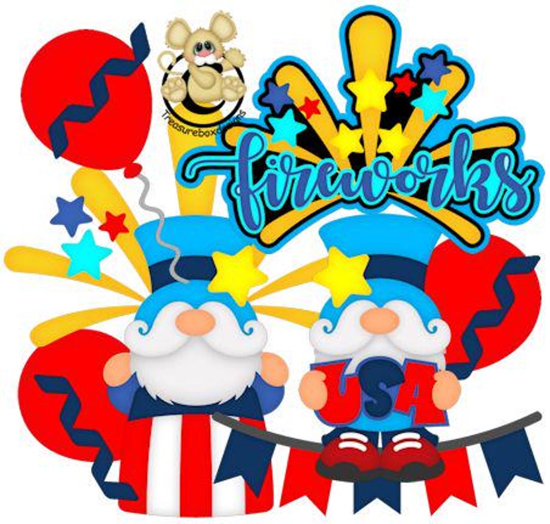 4th of July Die Cut Gnome Scrapbook Fireworks Summer Titles ...