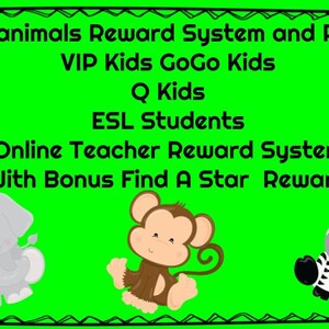 Zoo animal Props VIP KIds Reward System GoGo Kids Q Kids ESL | Etsy