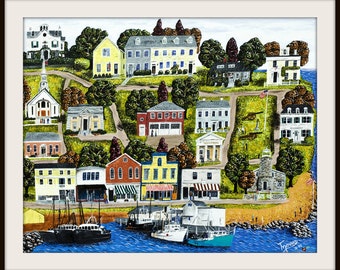 Colorful and Whimsical Folk Art Print by Artist Tom Menard halloween ...