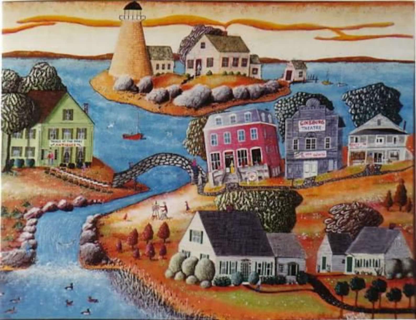 Colorful and Whimsical Folk Art Giclee Print Titled "light 23", by ...