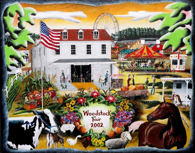 Whimsical and Colorful Folk Art Print of "a Country Fair"(woodstock, CT ...