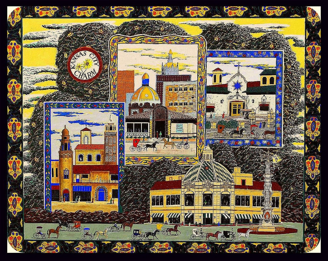 Original Colorful and Whimsical Folk Art Painting of Kansas City by ...