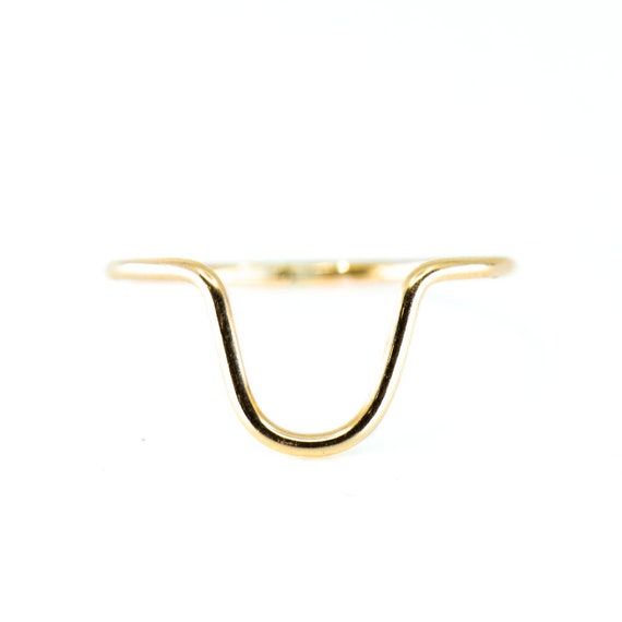 Dainty Gold Curve Ring Minimalist Handmade Stacking Ring - Etsy