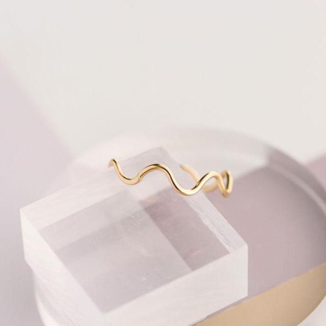 Wavy Gold Filled Stacking Ring, Water Resistant, Handmade Handcrafted ...