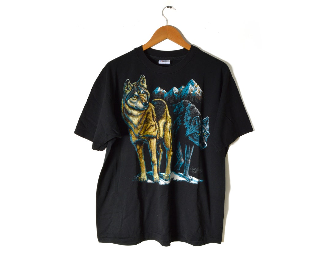 90s Timber Wolf T-shirt XL Unisex Wolf Cliff Bonamie Black Single ...