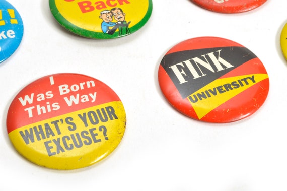 60s Button Lot Novelty Fink University Spelling Champ… - Gem