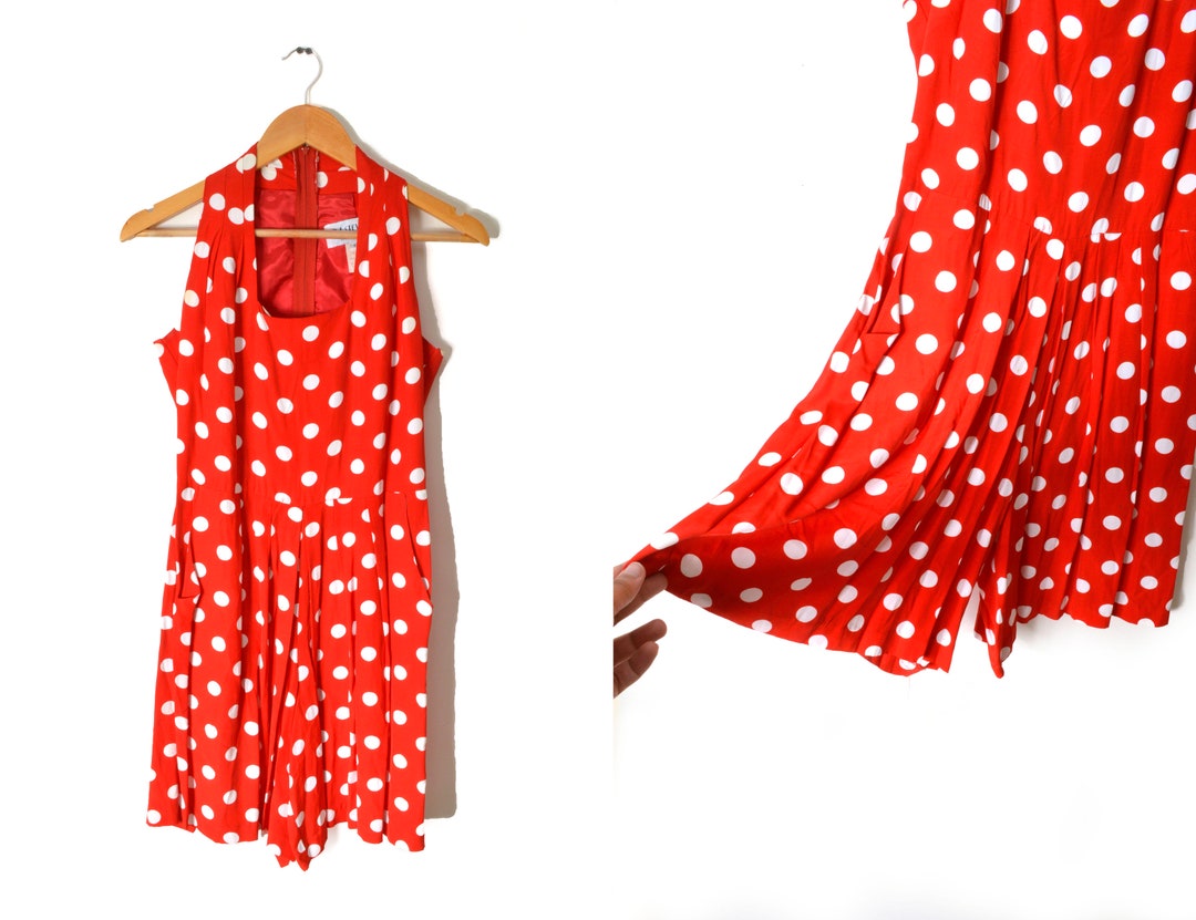 80er Polka Dot Strampler Damen 6 Rot Weiß Minnie Maus Cosplay Kostüm ...