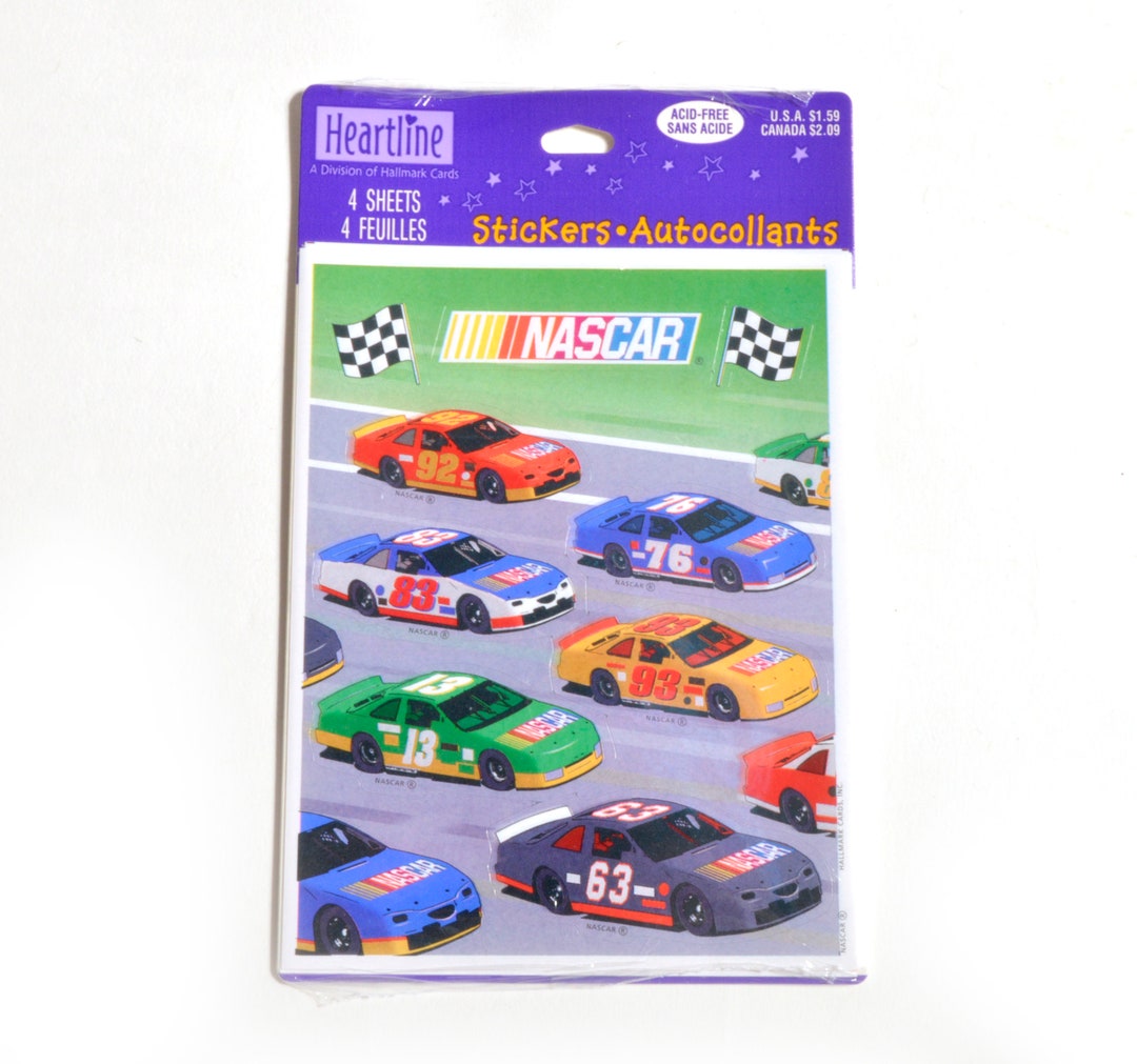 90s Nascar Racecar Stickers Heartline Hallmark Acid Free Scrapbooking ...