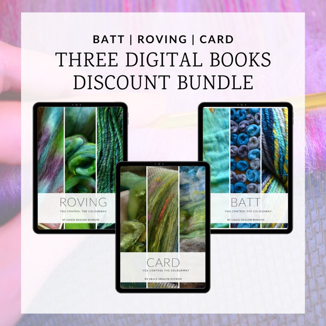 ROVING, BATT & CARD Spinning Books Bundle Roving combed Top, Batt ...