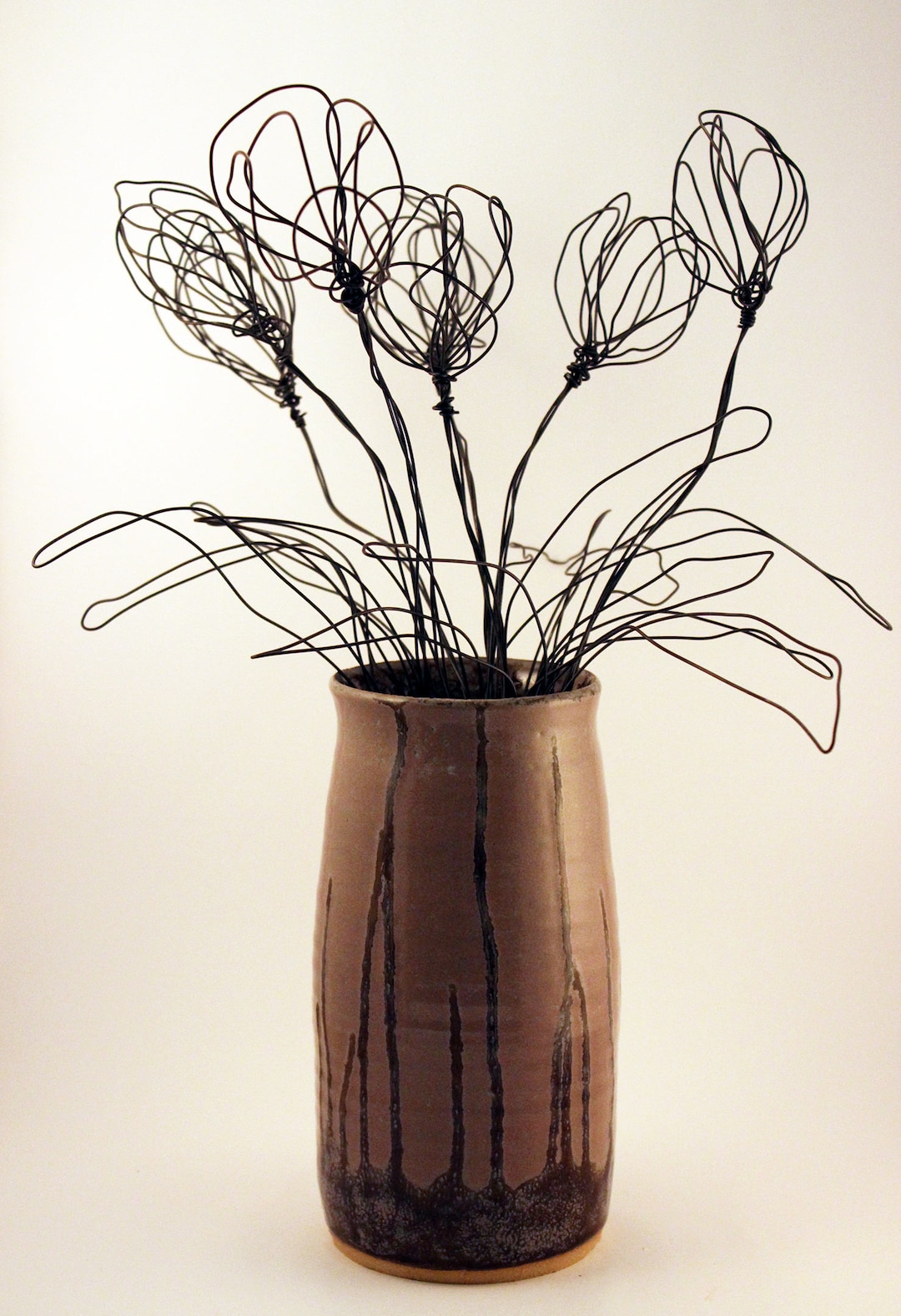 Black Wire Modern Flower Arrangement - Minimalist, Tulips, Rose ...