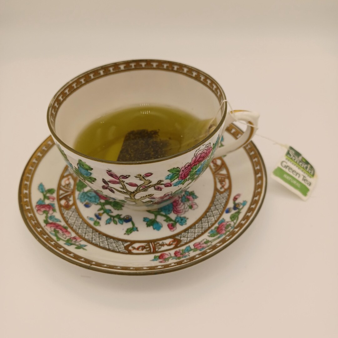 Teacup to the Brim-pretty Teacup From England With Green "tea"- Home ...