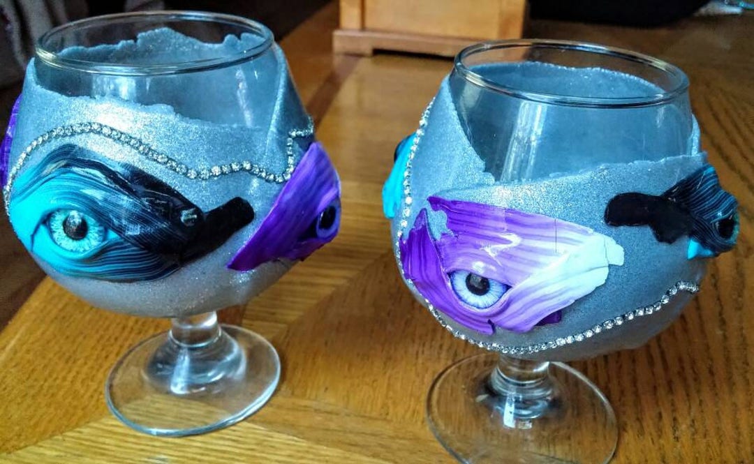 Creepy Eye Brandy Glass Set in Purple, Black & Blue-gls005 - Etsy