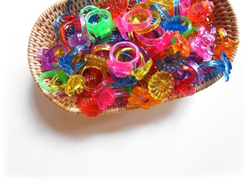 Vintage Plastic Kid Toy Ring Plastic Transparent Rings - Etsy