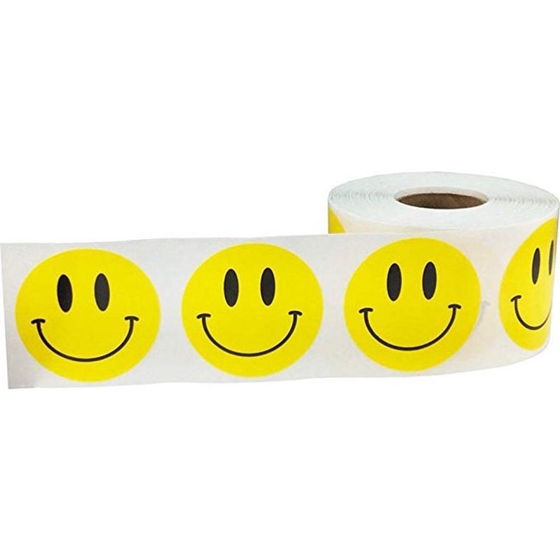 1.5 Inch Happy Emoji Sticker Roll, Smiley Face Stickers Roll, Happy ...