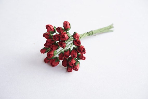 Tiny Red Paper Rose Buds, Micro Mini Rose Buds, Wedding Decoration ...