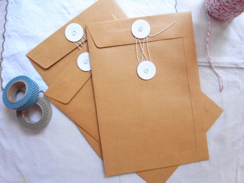 Brown Kraft String & Tie Envelope String and Button Envelopes - Etsy UK