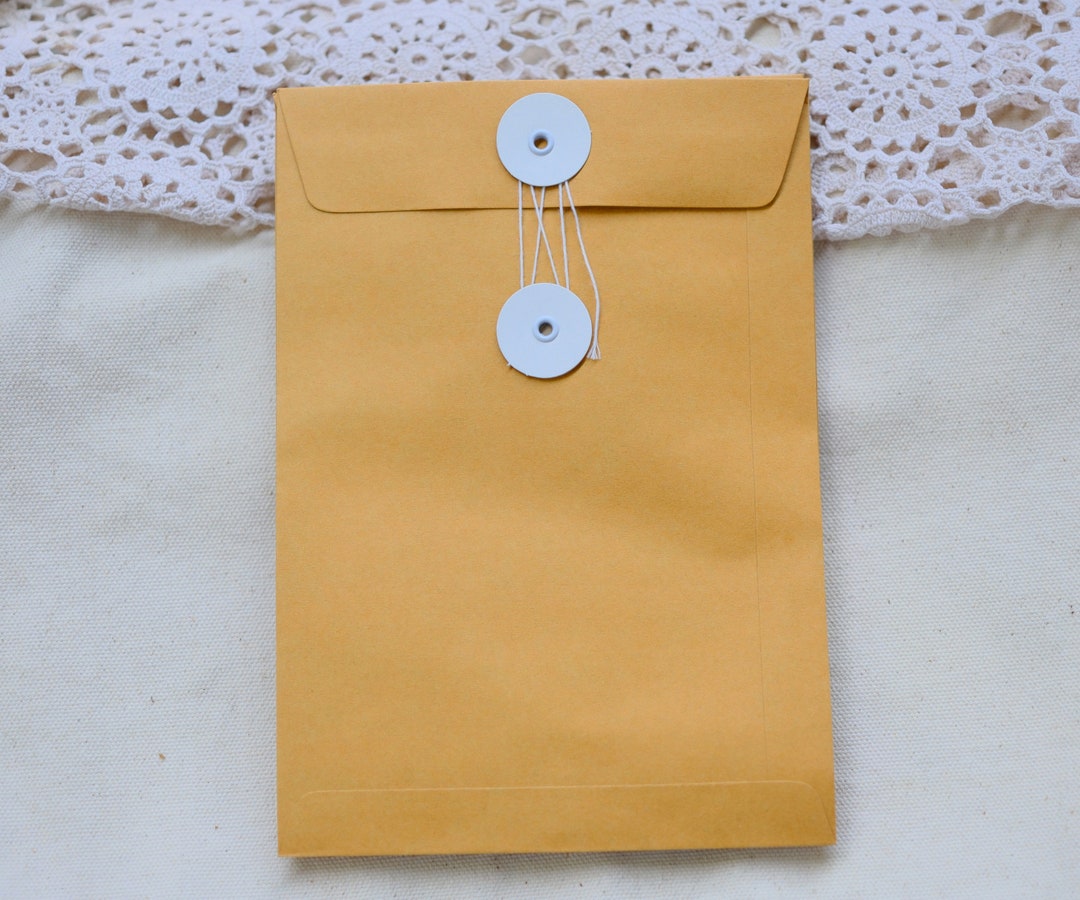 Kraft String Tie Envelopes: Brown Button Closure, Wedding Favors - Etsy