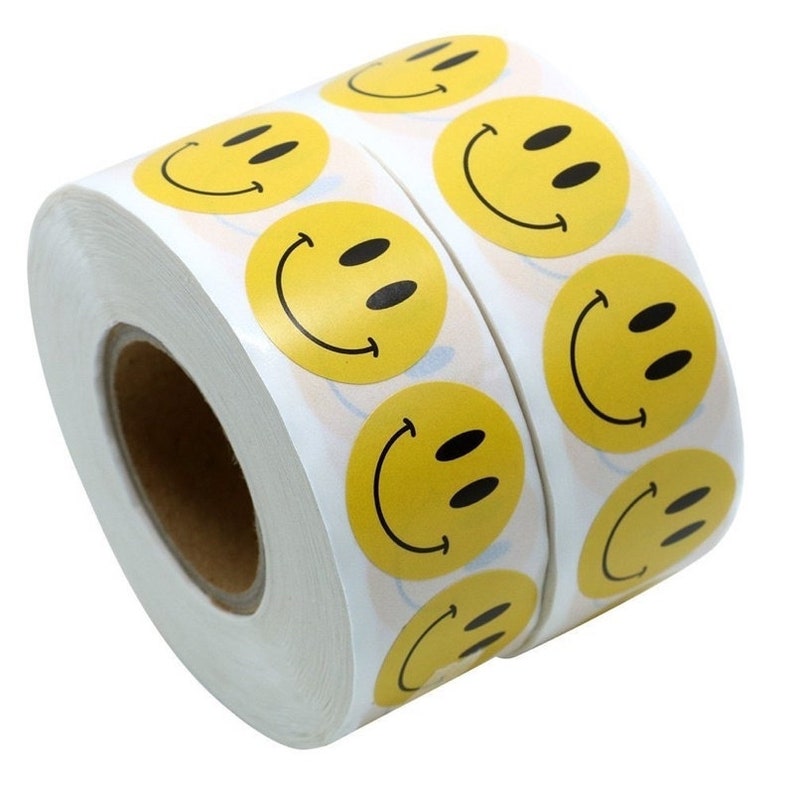 1.5 Inch Happy Emoji Sticker Roll, Smiley Face Stickers Roll, Happy ...