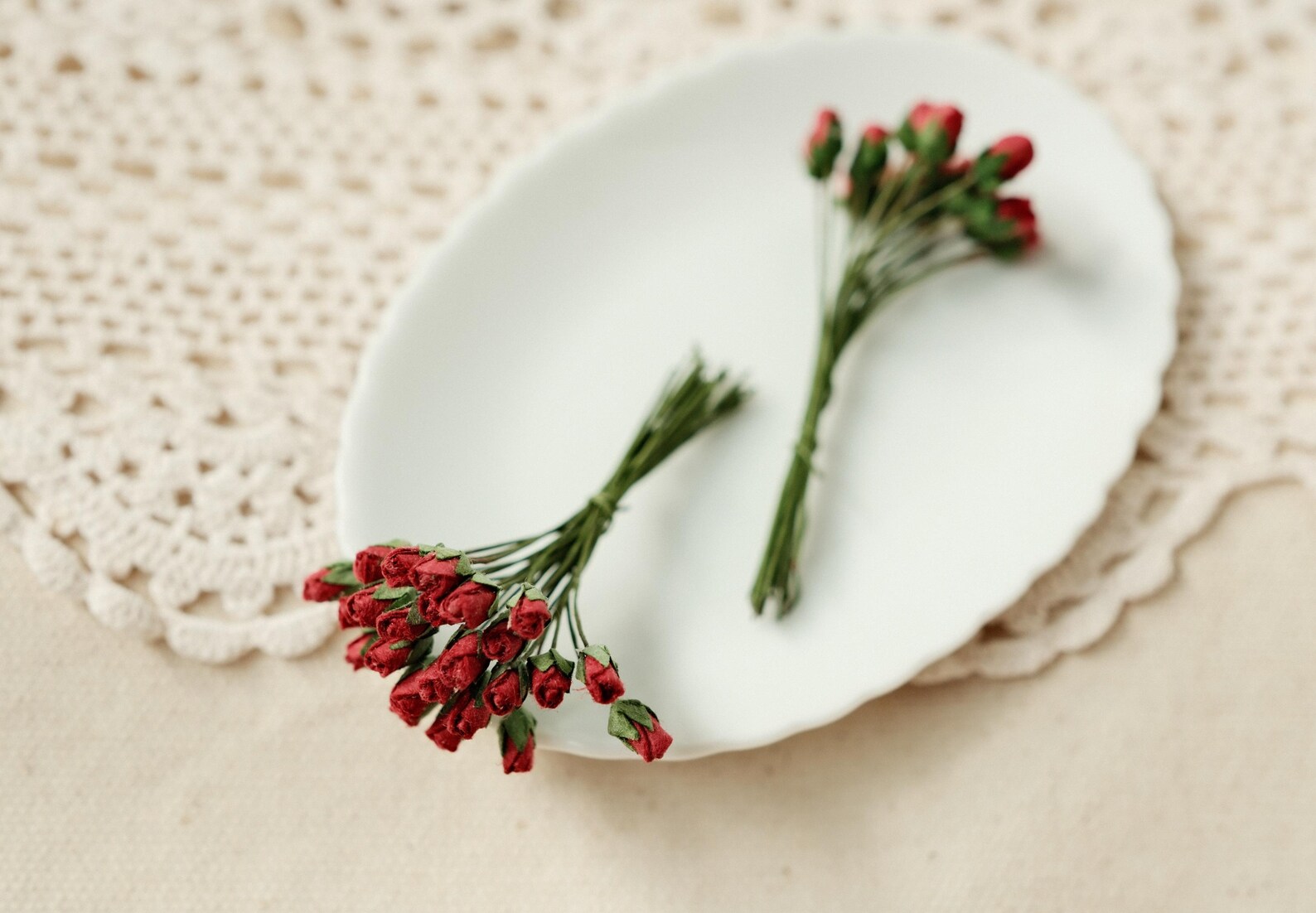 Tiny Red Paper Rose Buds, Micro Mini Rose Buds, Mulberry Paper Flowers ...