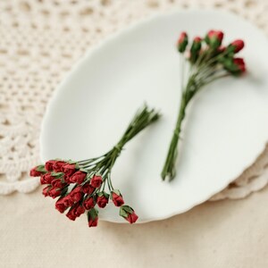 Tiny Red Paper Rose Buds, Micro Mini Rose Buds, Mulberry Paper Flowers ...