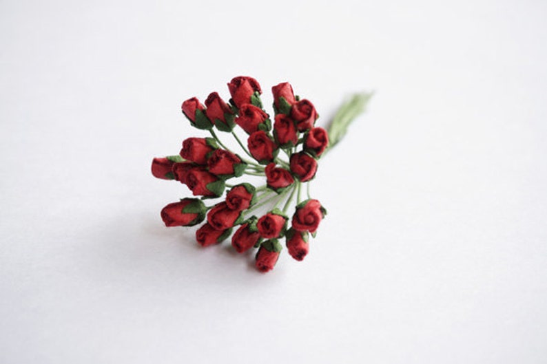 Tiny Red Paper Rose Buds, Micro Mini Rose Buds, Wedding Decoration ...