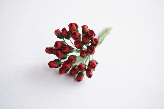 Tiny Red Paper Rose Buds, Micro Mini Rose Buds, Wedding Decoration ...