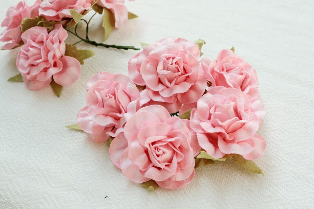 Mulberry Paper Rose, Pink Roses Paper Flowers, DIY Craft Flowers, Head ...