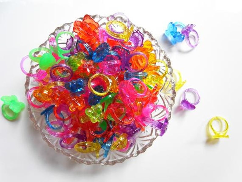 Vintage Plastic Kid Toy Ring Plastic Transparent Rings - Etsy