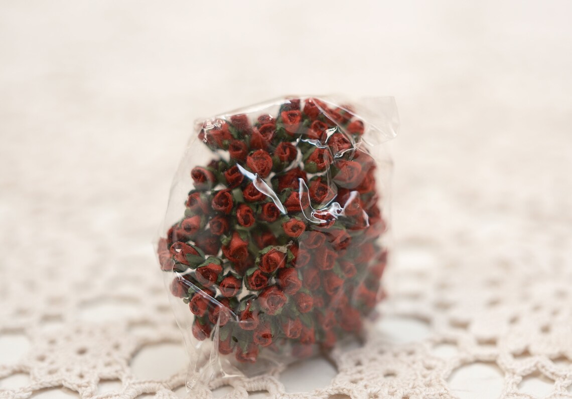 Tiny Red Paper Rose Buds, Micro Mini Rose Buds, Mulberry Paper Flowers ...