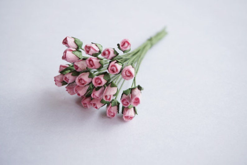 Tiny Pink Rose Buds Mulberry Paper, Micro Mini Rose Buds, Wedding ...