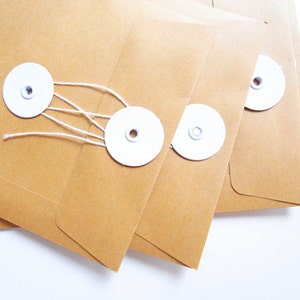 Set of 5 Brown Kraft String & Tie Envelope, Button Closure Envelopes ...