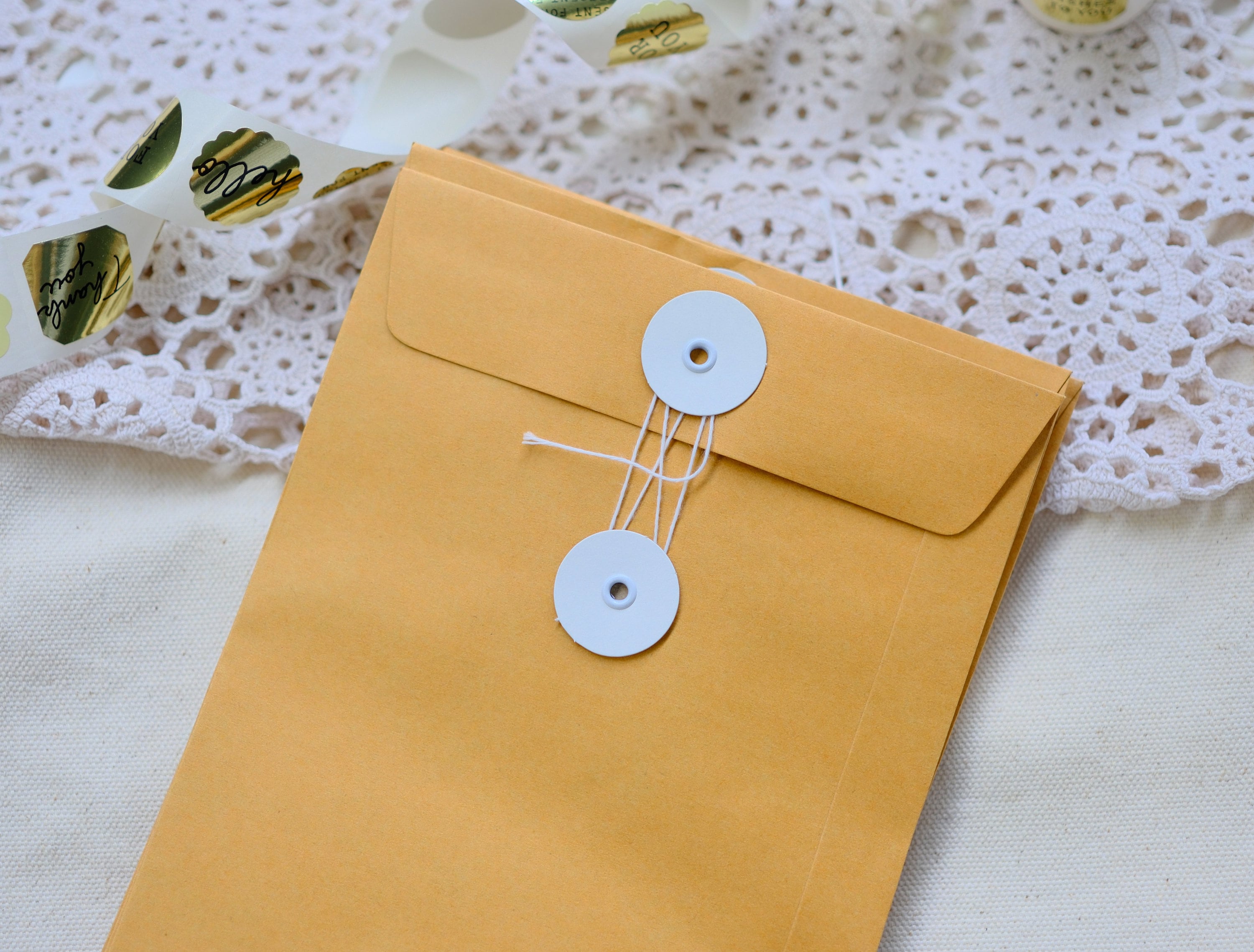Kraft String Tie Envelopes: Brown Button Closure, Wedding Favors - Etsy