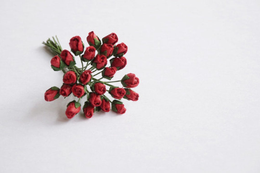 Tiny Red Paper Rose Buds, Micro Mini Rose Buds, Wedding Decoration ...