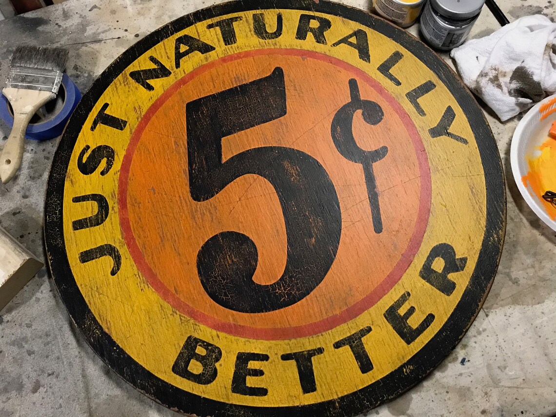 Vintage 5-cent Sign - Etsy