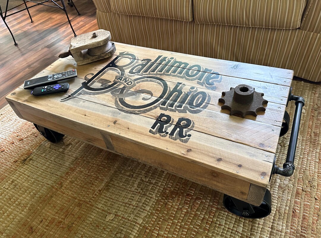 Industrial Railroad Coffee Table Cart, Baltimore & Ohio RR - Etsy