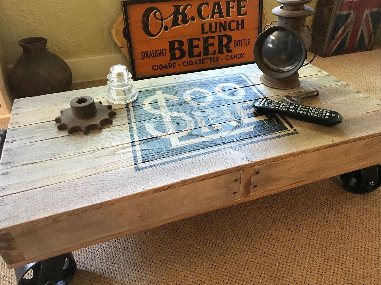 Industrial Railroad Coffee Table Cart SOO Line RR - Etsy