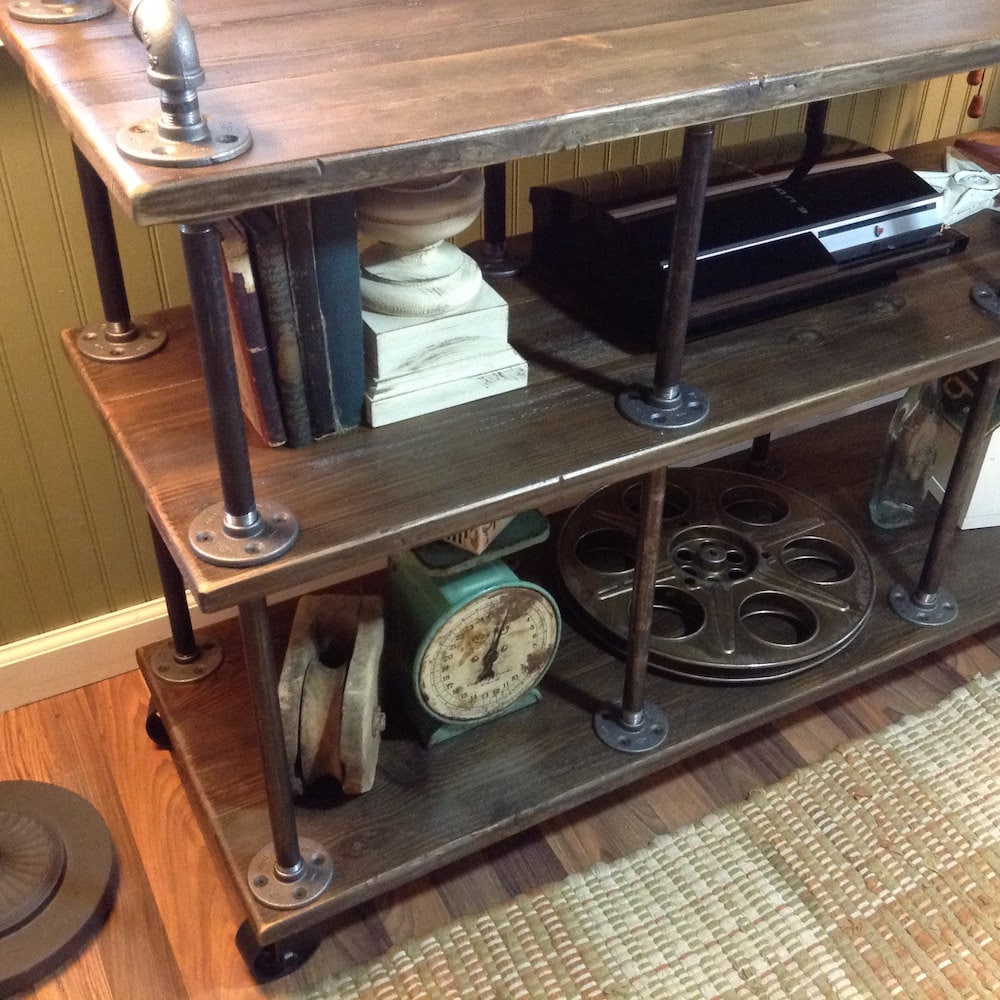 Wood industrial tv stand store