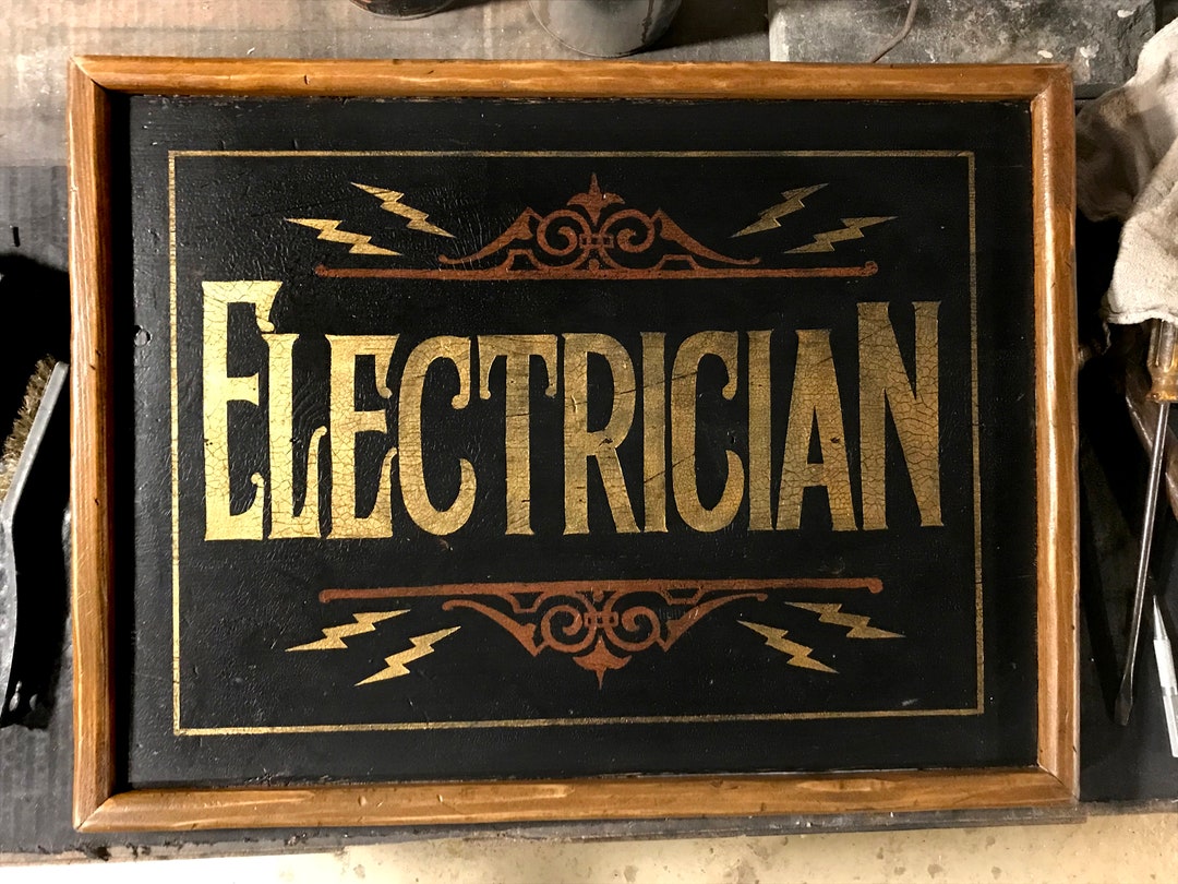 Vintage Hand-painted Electrician Sign - Etsy