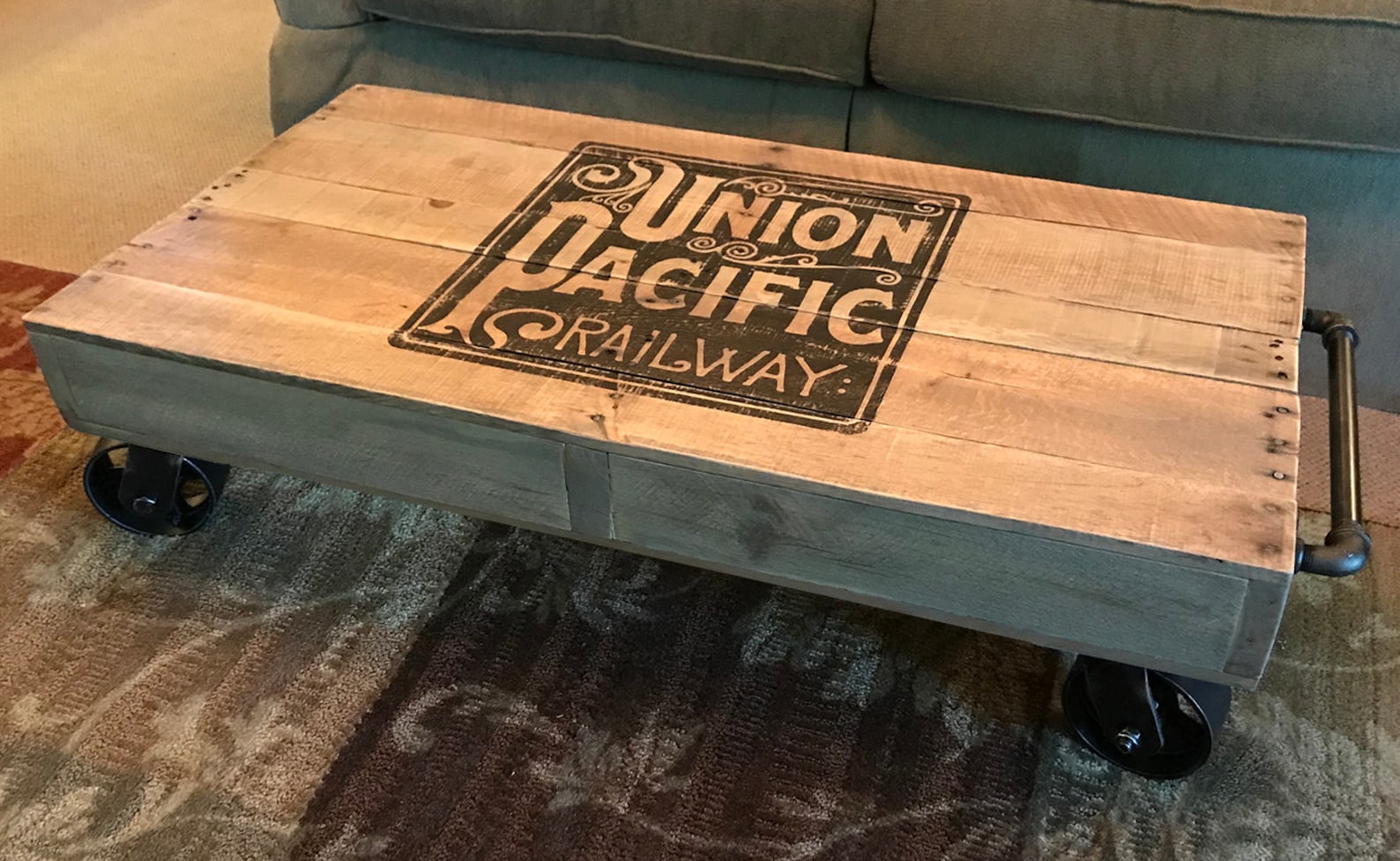 Industrial Railroad Coffee Table Cart, Union Pacific Railway - Etsy