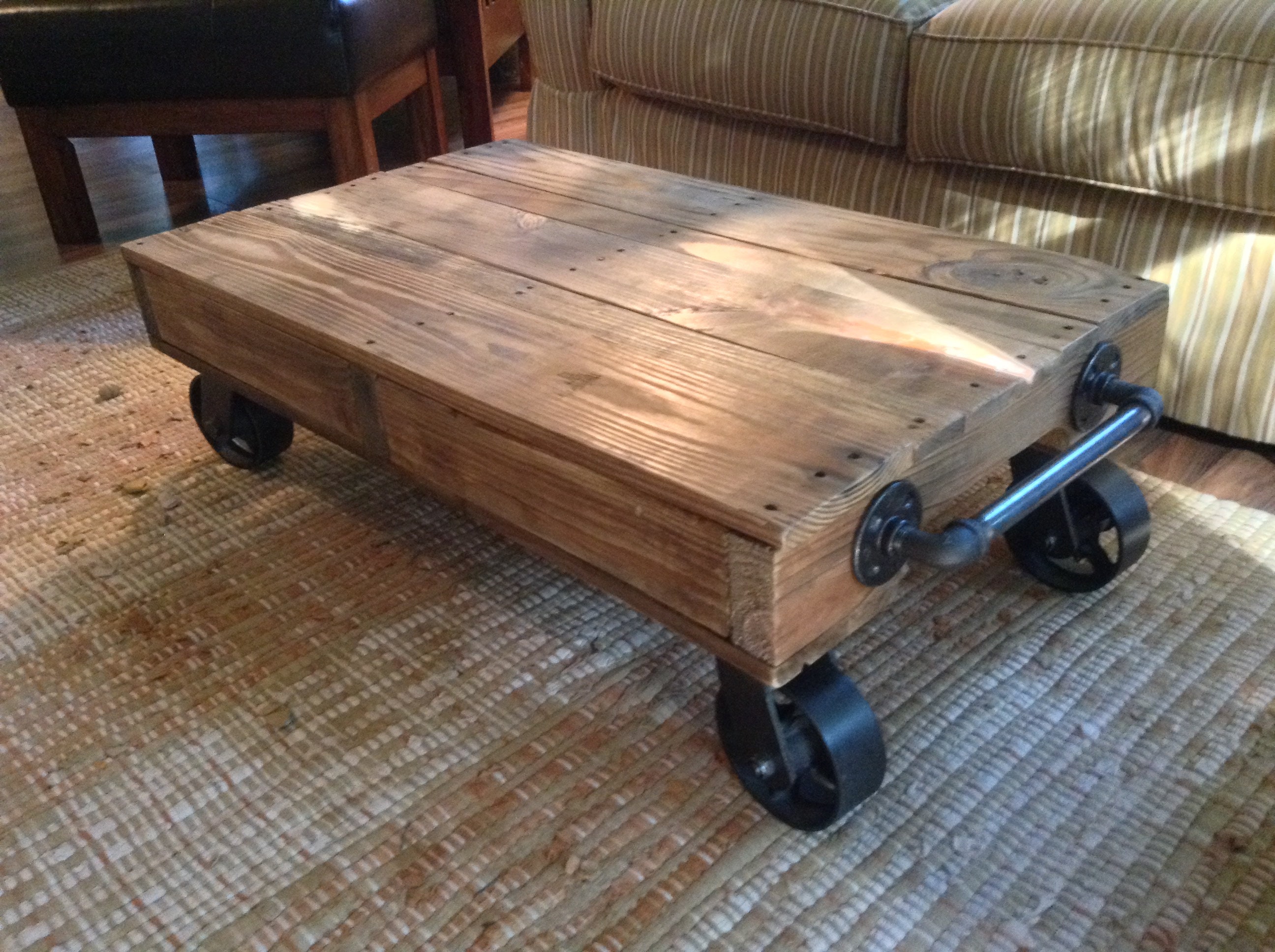 Industrial Railroad Coffee Table Cart Union Pacific Railway