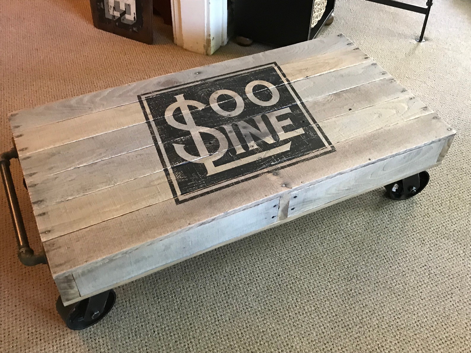 Industrial Railroad Coffee Table Cart SOO Line RR - Etsy