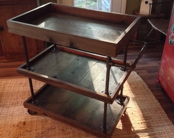 Industrial Railroad Coffee Table Cart