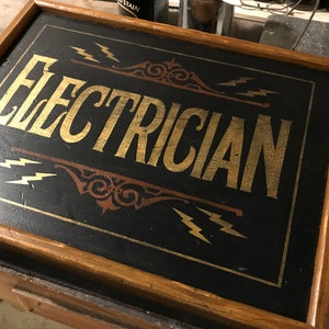 Vintage Hand-painted Electrician Sign - Etsy