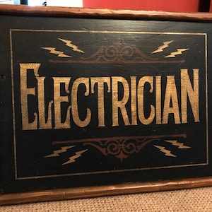 Vintage Hand-painted Electrician Sign - Etsy