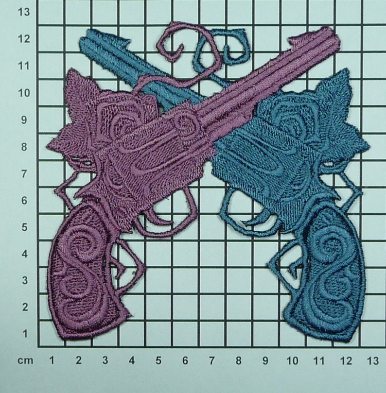 Embroidered Crossed Gunspistols Motif Patch Badge Etsy Australia